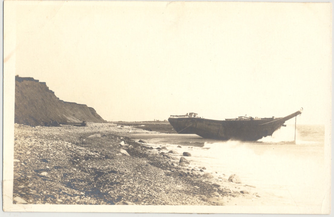 2438. (photo) Schooner Helena Aground at Scituate Fourth Cliff c.1909 ...