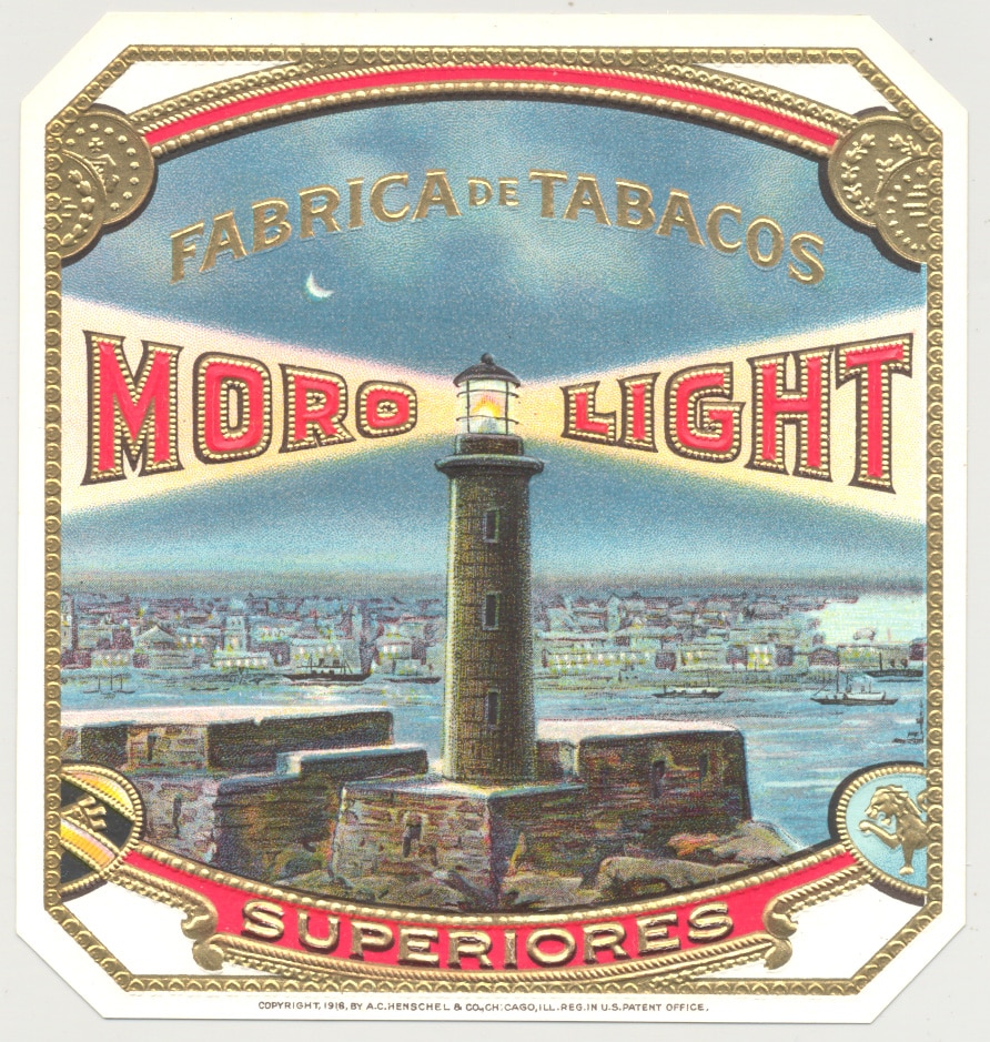 613e,f. (tobacco label) Fabrica de Tabacos, Moro Light, Superiores ...